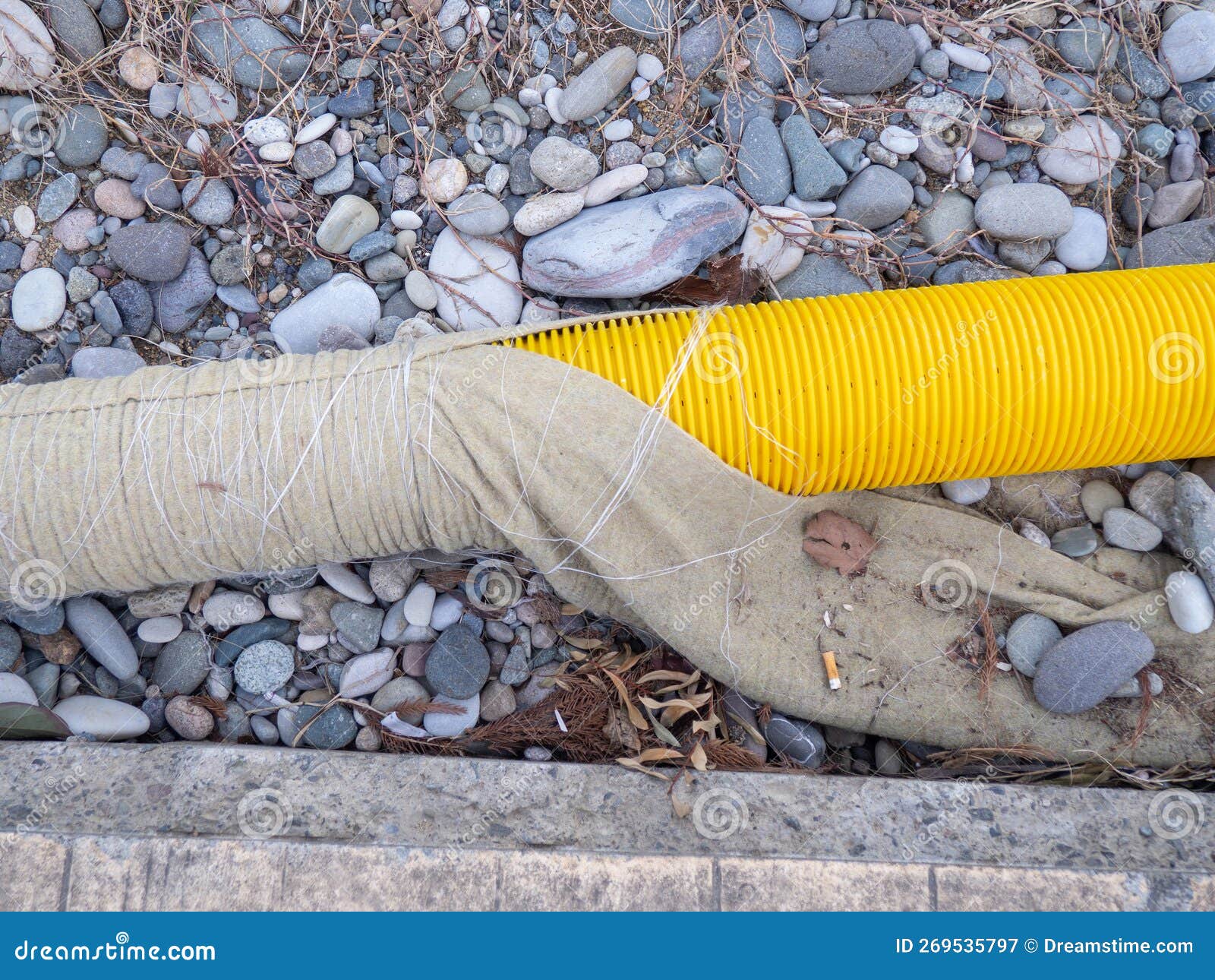 Technical Pit With A Pipe, Repair Of Communications. Replacement Of ...