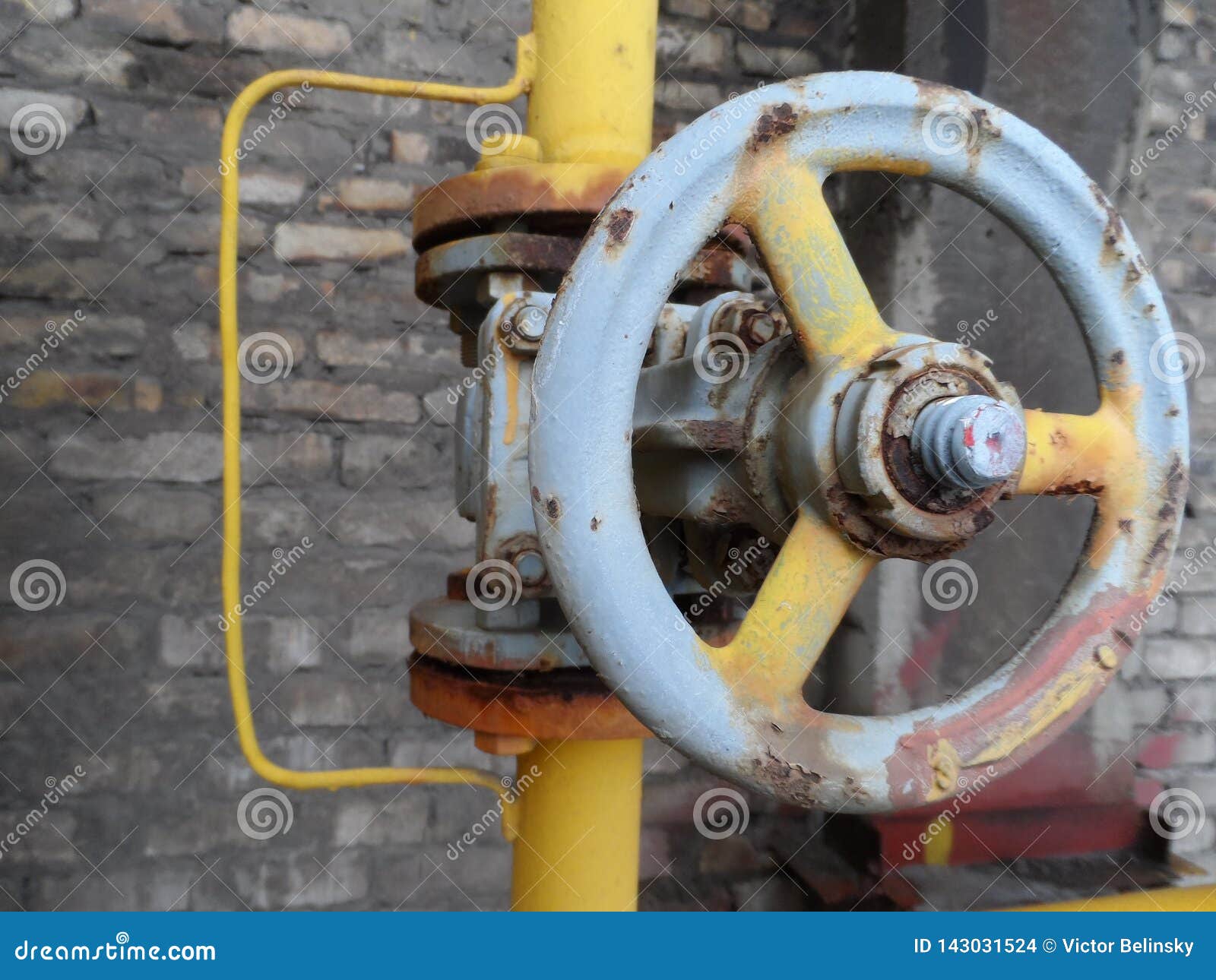 Yellow Pipe with Valve Open Close . Industry Stock Photo - Image of ...