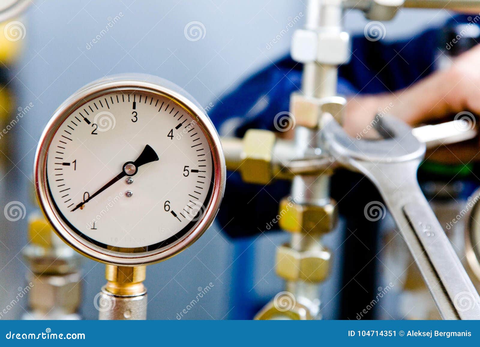 Pressue Measuring Tool Yellow Gas Pipes Checking Stock Image - Image of ...
