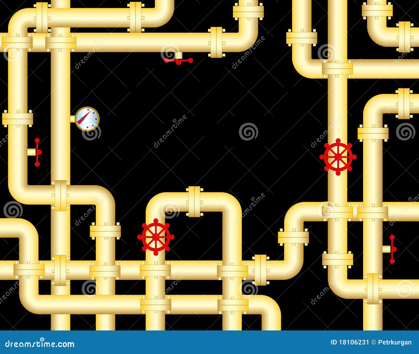 Yellow piping stock vector. Illustration of valve, pipe - 18106231