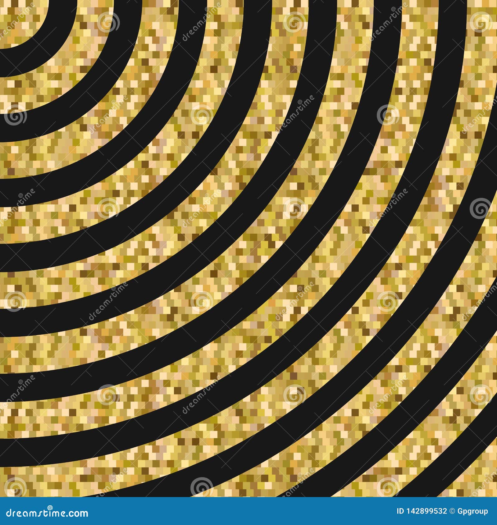 Yellow Pixelated Backgound with Radial Lines Pattern Stock Vector ...