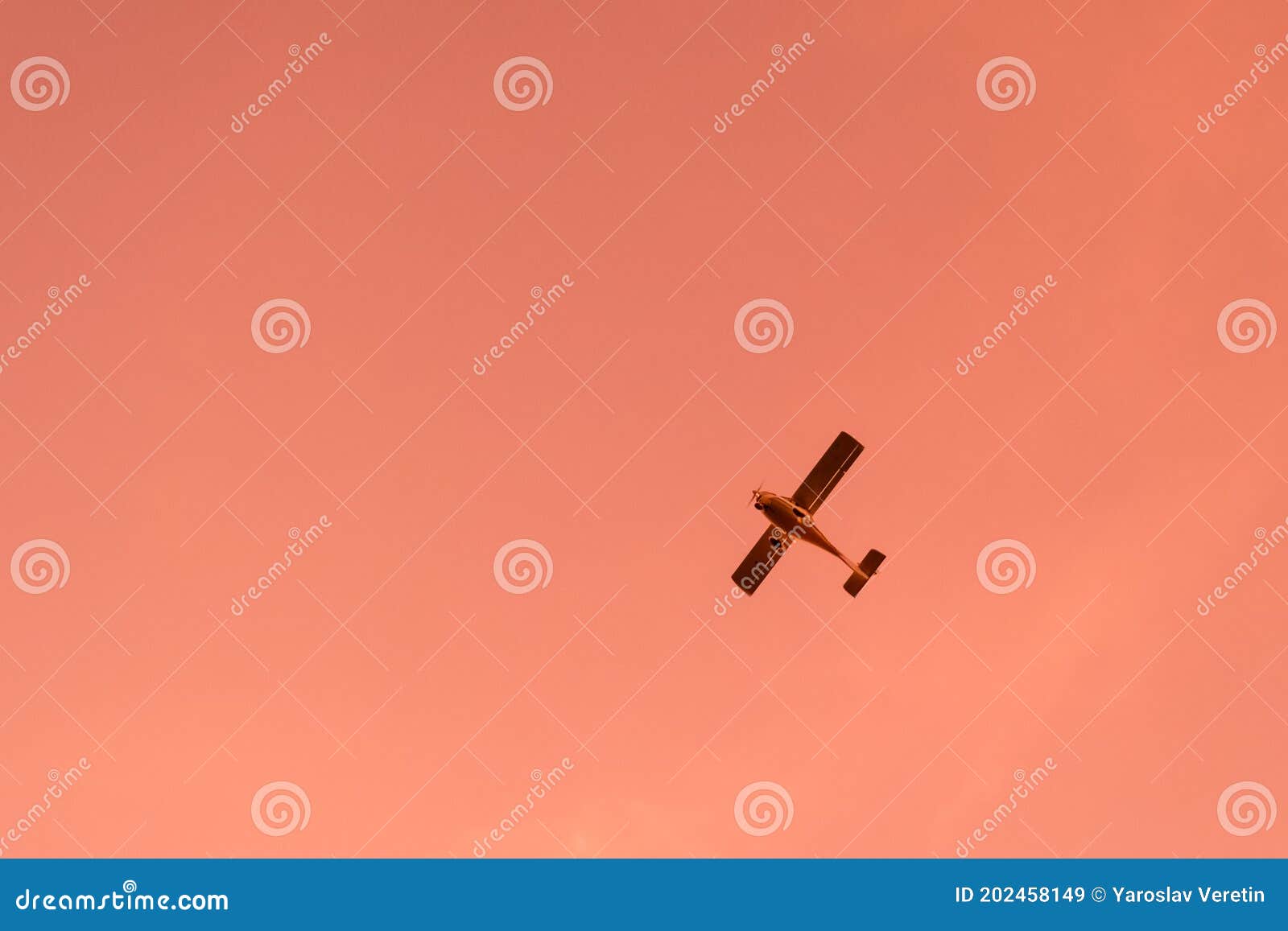 Yellow Plane Flying Against a Pink Sky Stock Image - Image of holiday ...