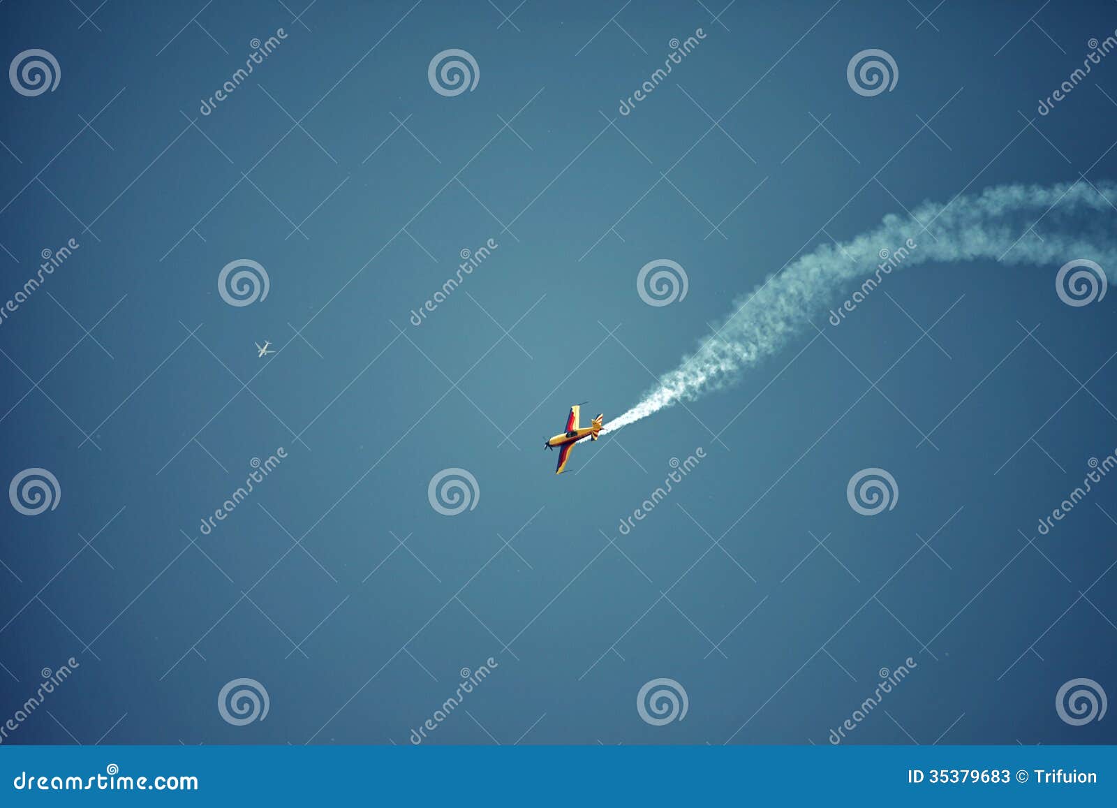 YELLOW PLANE in the SKY stock image. Image of world, plane - 35379683