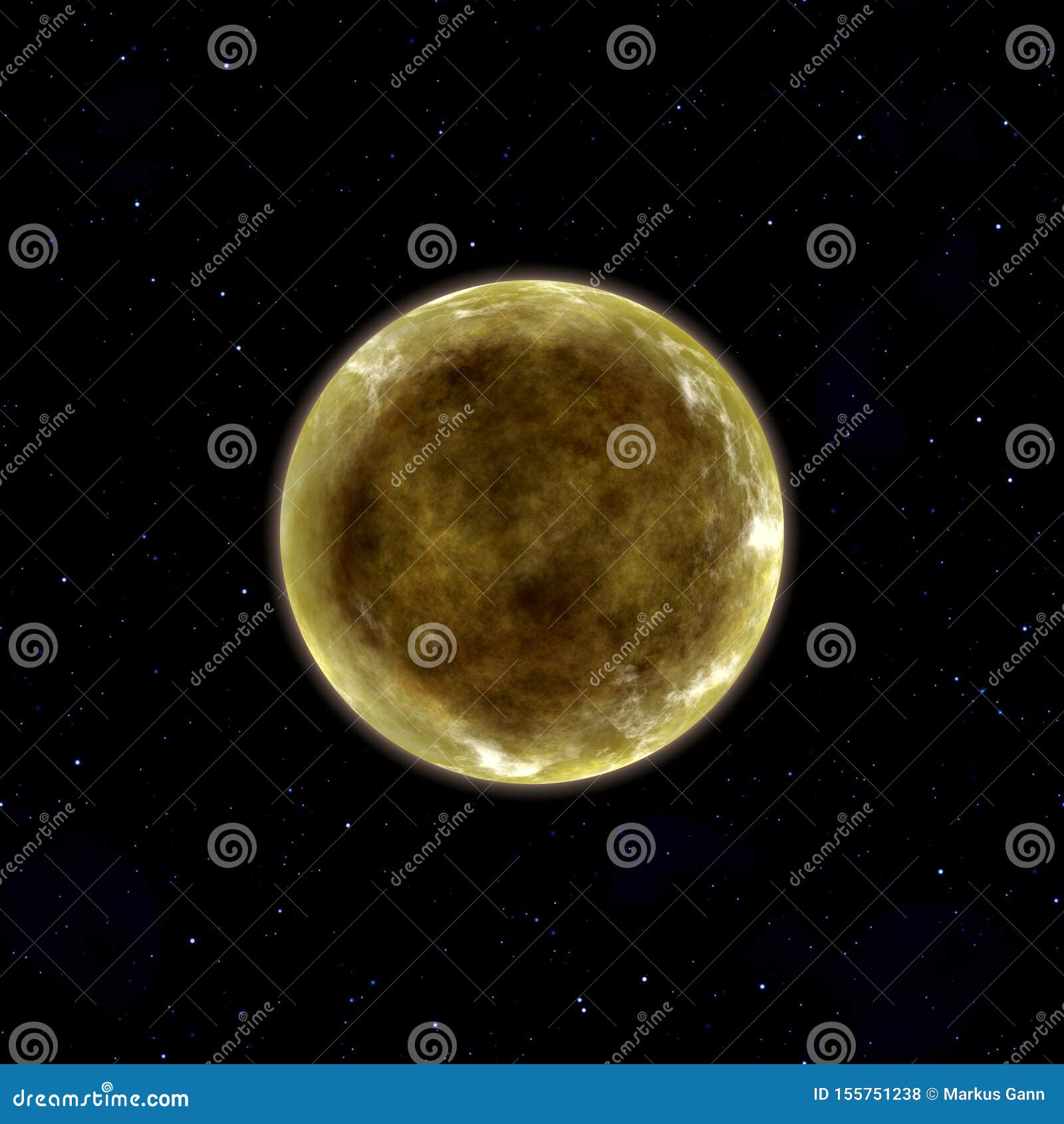 Yellow Planet in Space with Stars Stock Illustration - Illustration of ...