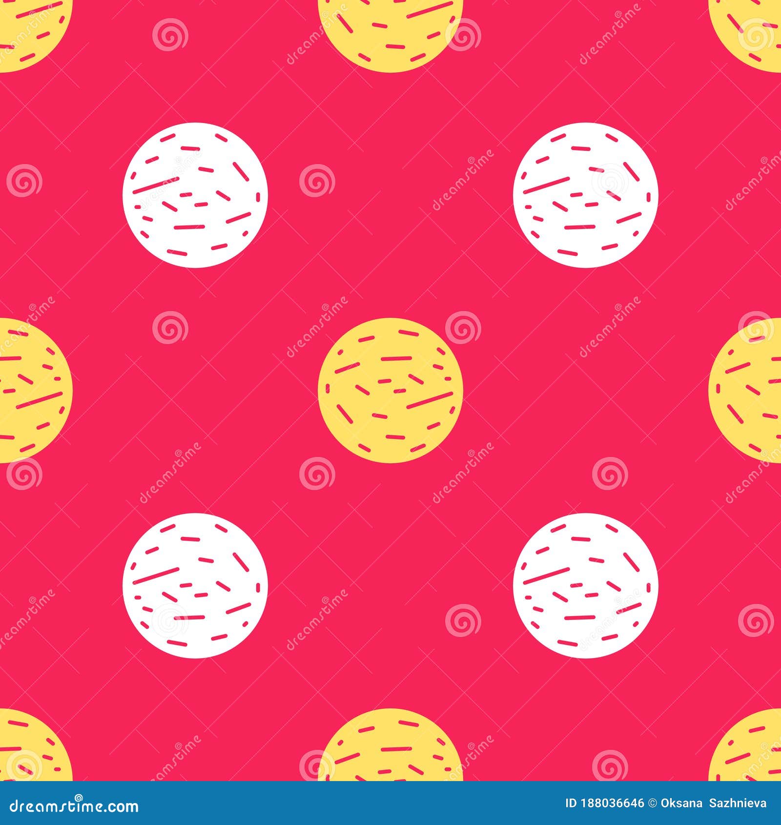 Yellow Planet Venus Icon Isolated Seamless Pattern on Red Background ...