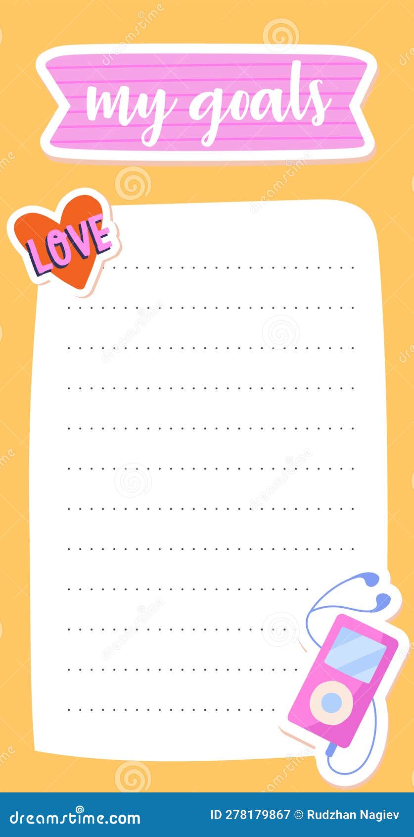 Yellow daily planner stock vector. Illustration of notebook - 278179867