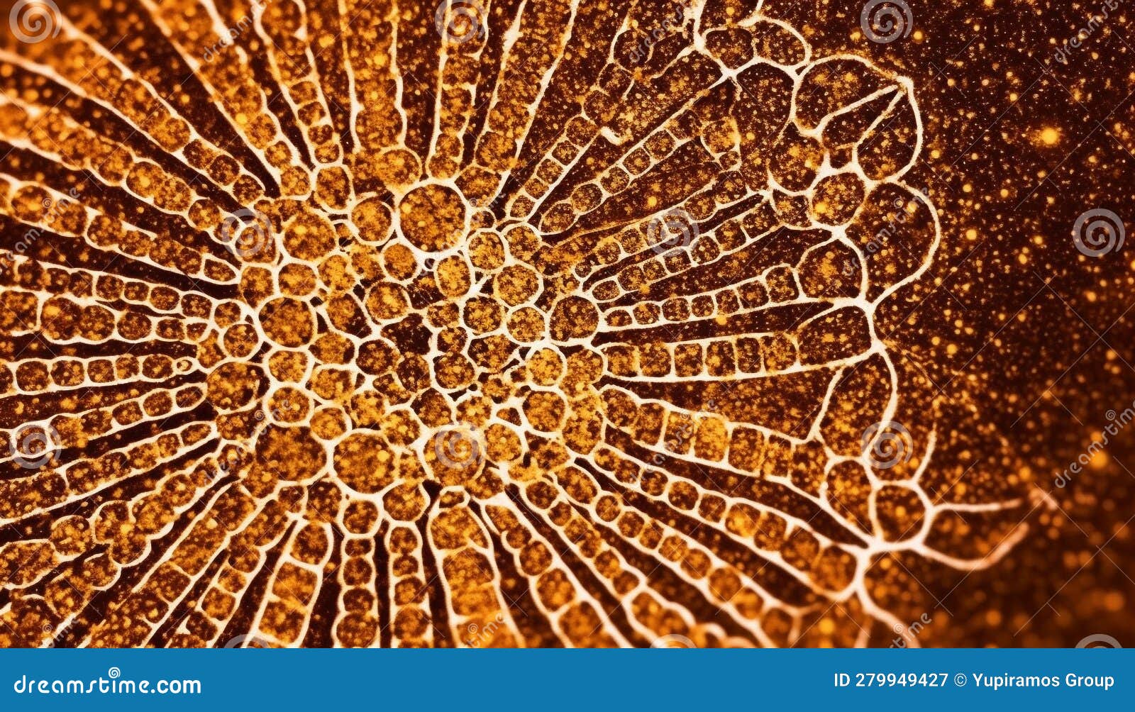 Yellow Plant Cell Nucleus Shines in High Scale Magnification Backdrop ...