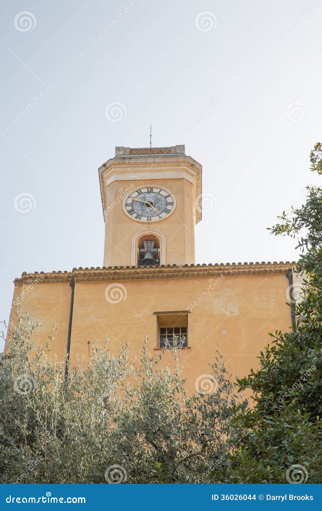Yellow Plaster Clock Tower stock photo. Image of clock - 36026044