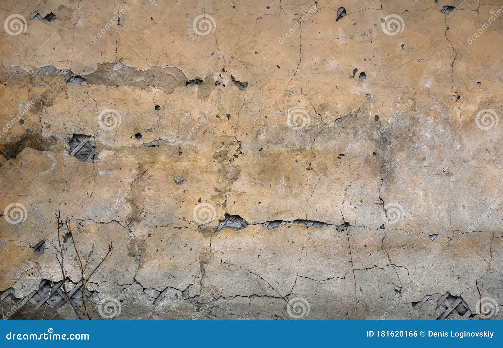 Yellow Plastered Wall. Texture with Plaster Stains Stock Photo - Image ...