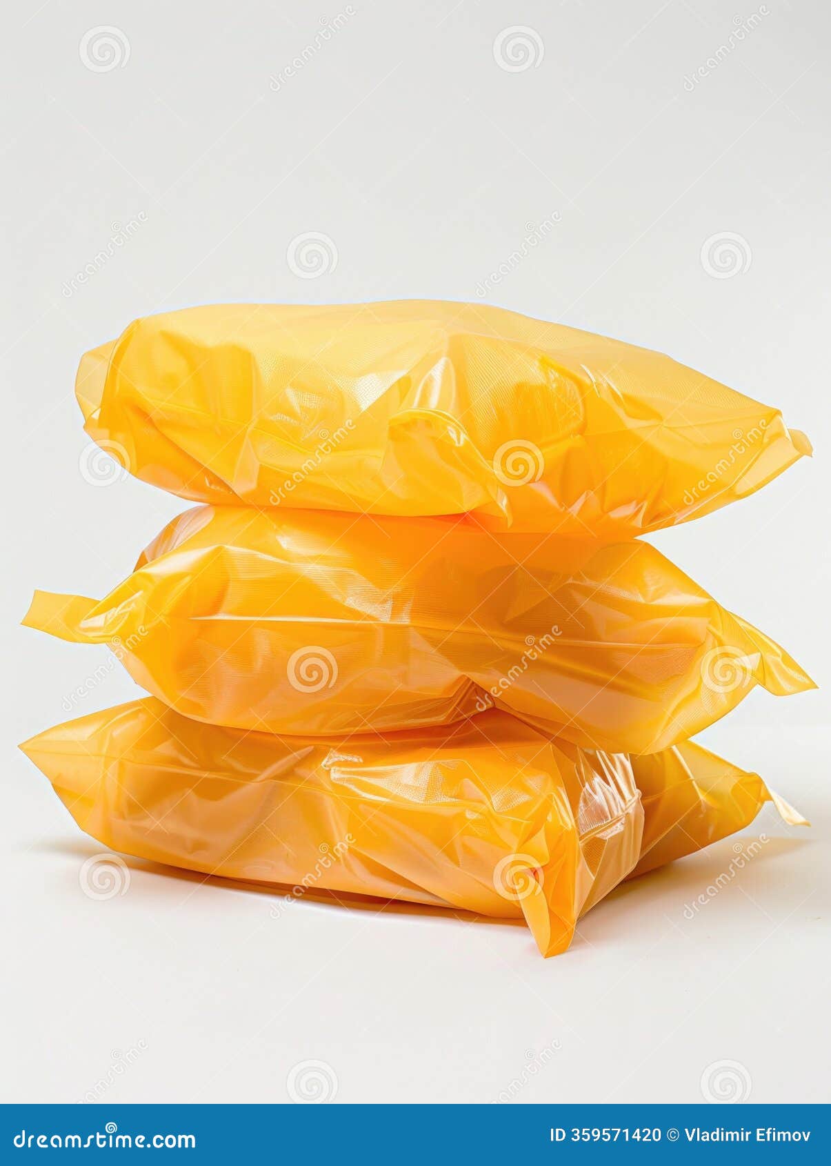 Yellow Plastic Bags Stacked Stock Photo - Image of consumer, generated ...