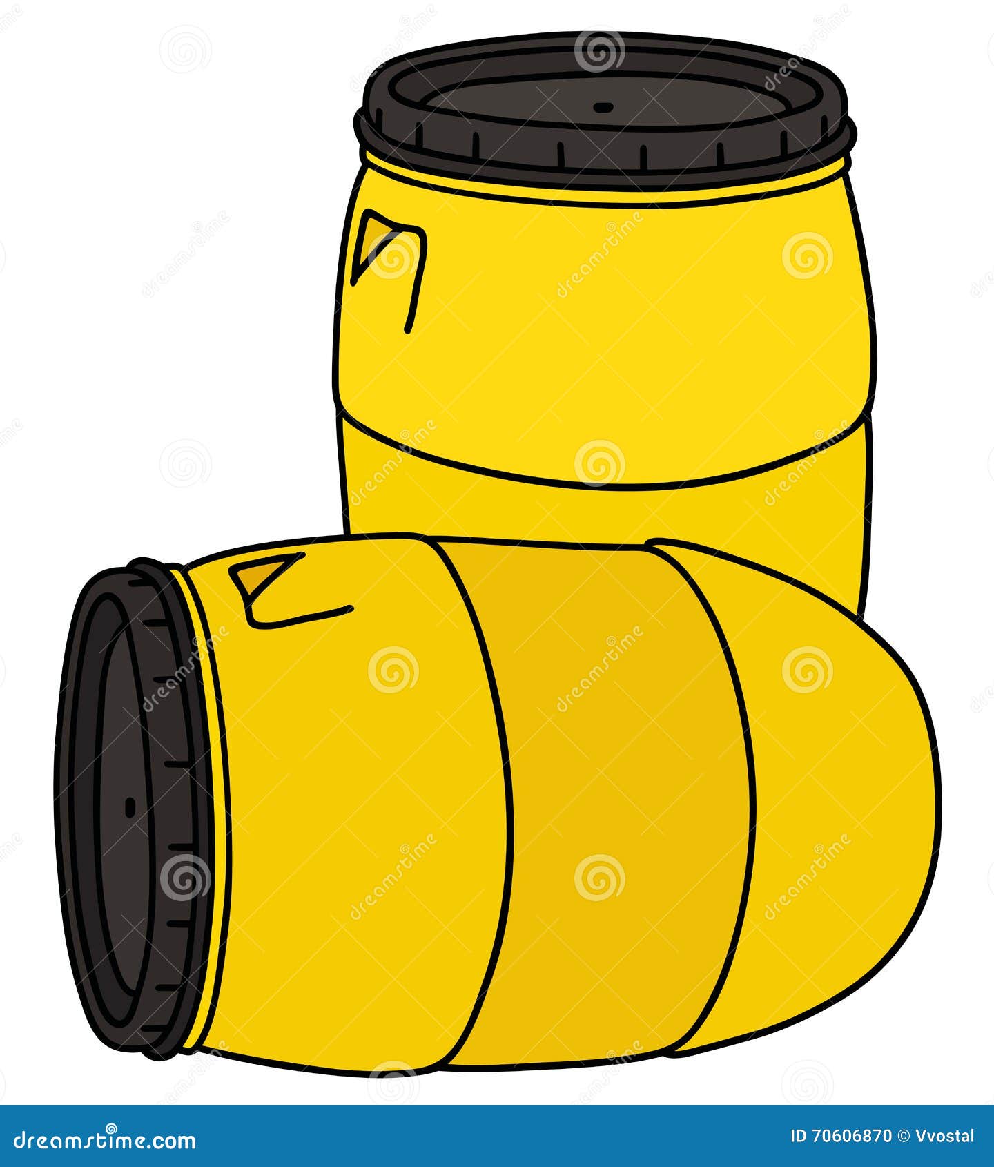 Yellow plastic barrels stock vector. Illustration of industry - 70606870
