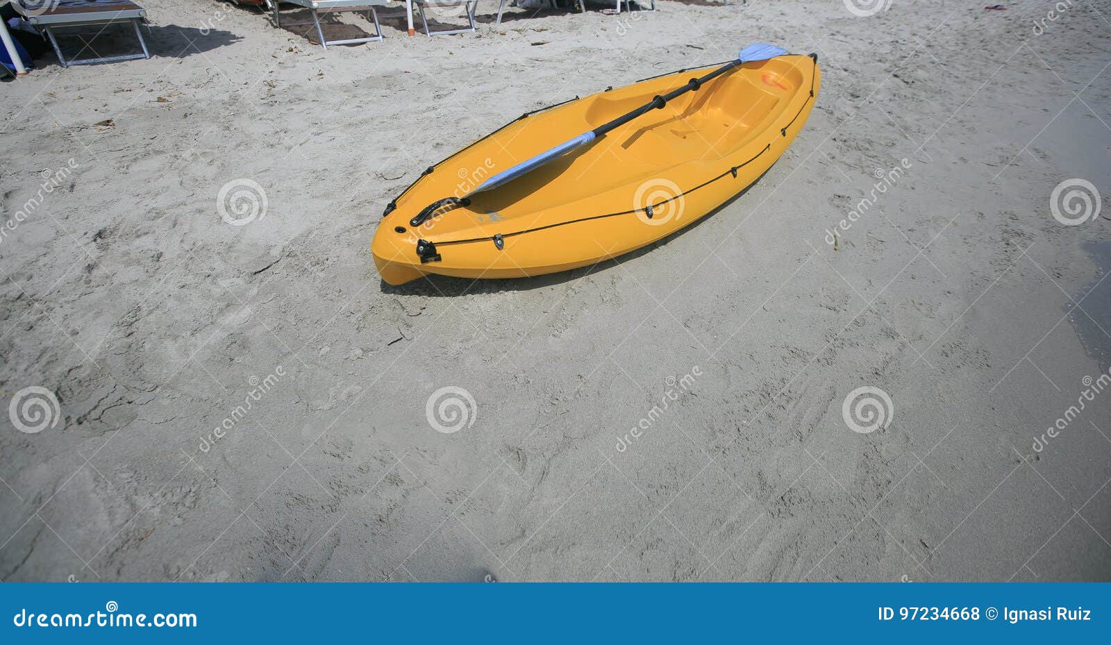 Yellow Plastic Boat on the Beach Stock Photo - Image of exploration ...