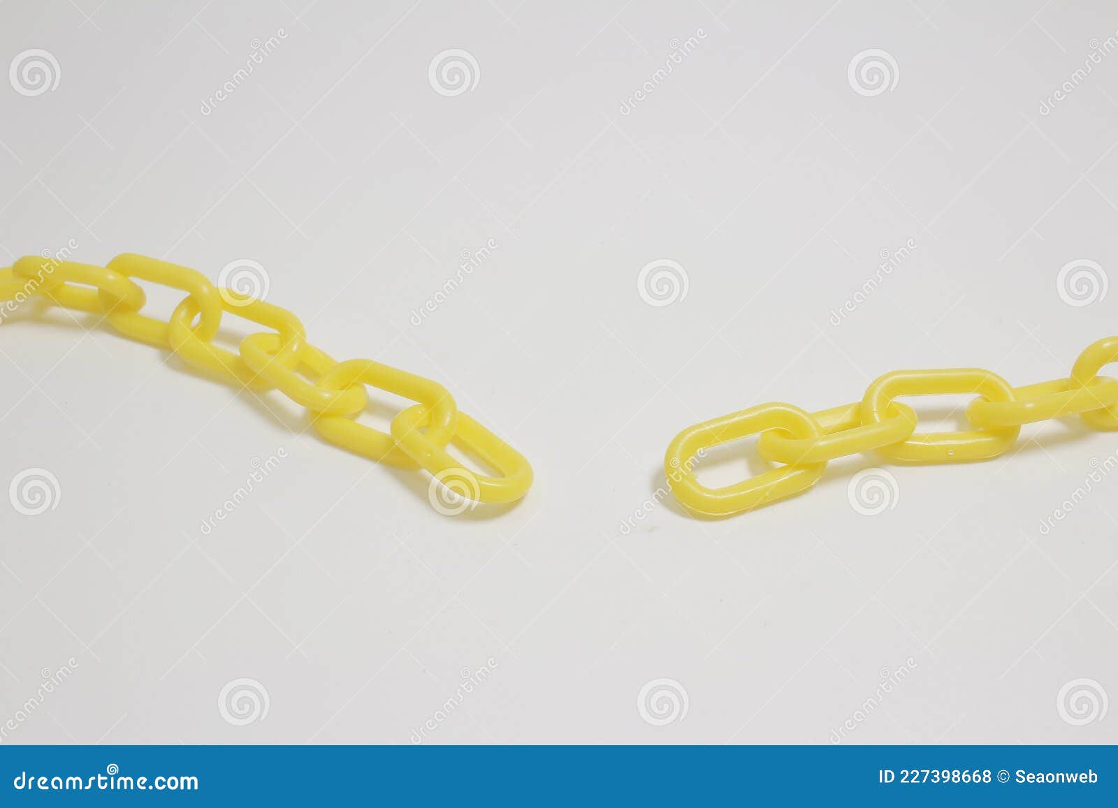 A Yellow Plastic Chain Length , Broken Link Stock Photo - Image of ...