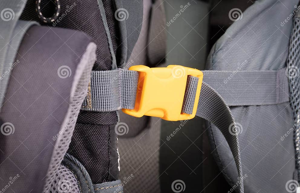 Yellow Plastic Clasp of Backpack Stock Photo - Image of sport, backpack ...