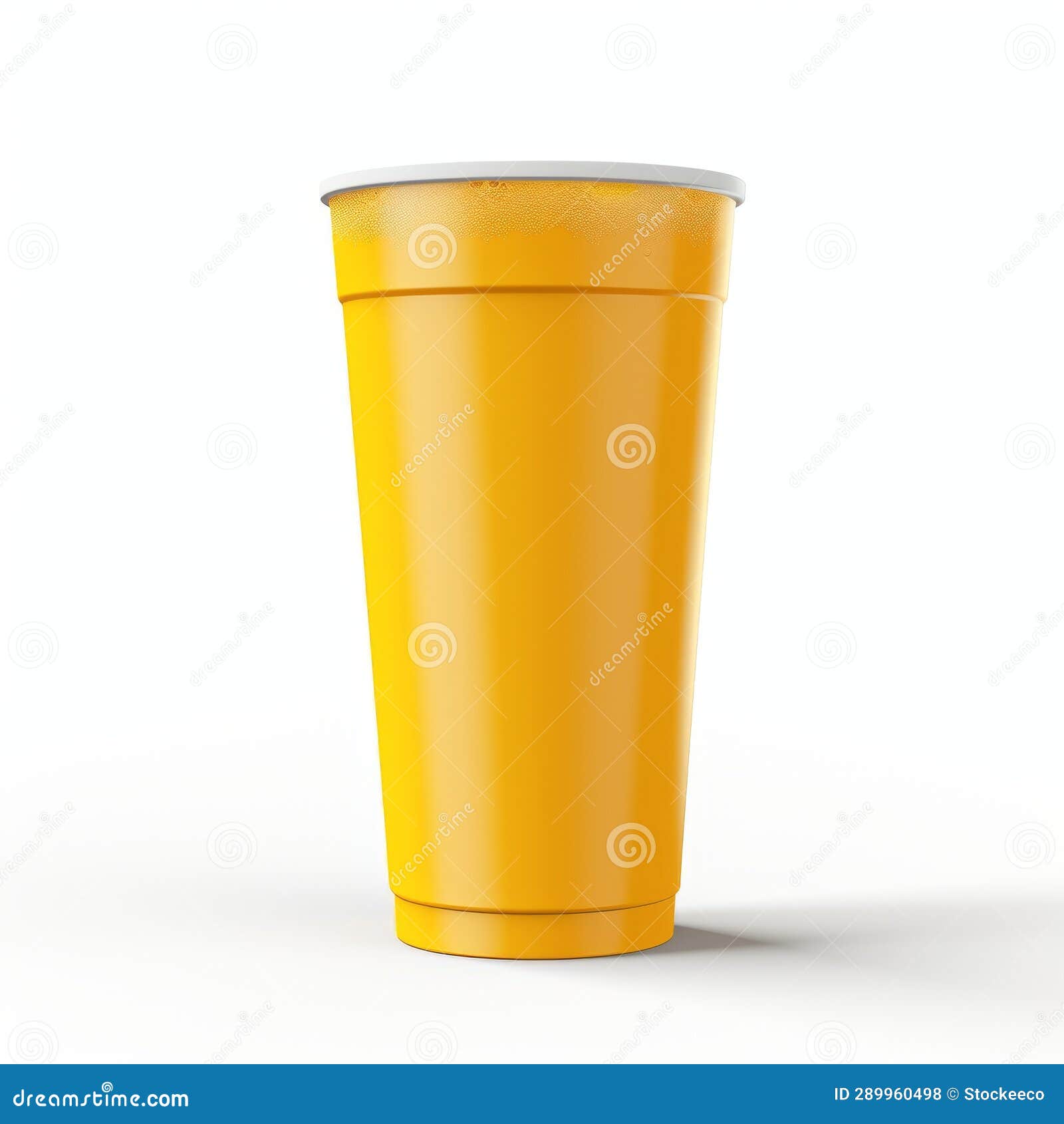 Yellow Plastic Cup Mockup on White Background Stock Illustration ...