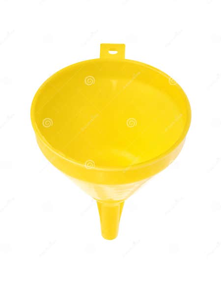 Yellow Plastic Funnel on White Stock Photo - Image of equipment ...