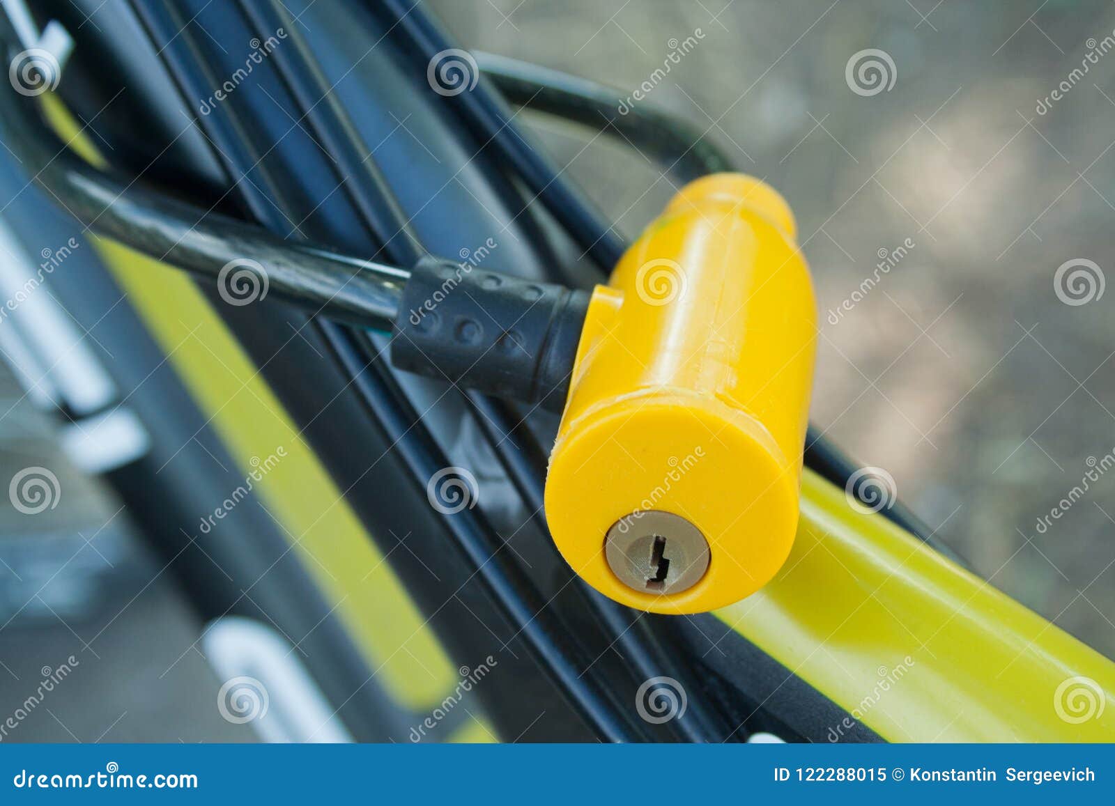 Yellow Plastic Lock on a Bicycle Stock Image - Image of object, safe ...