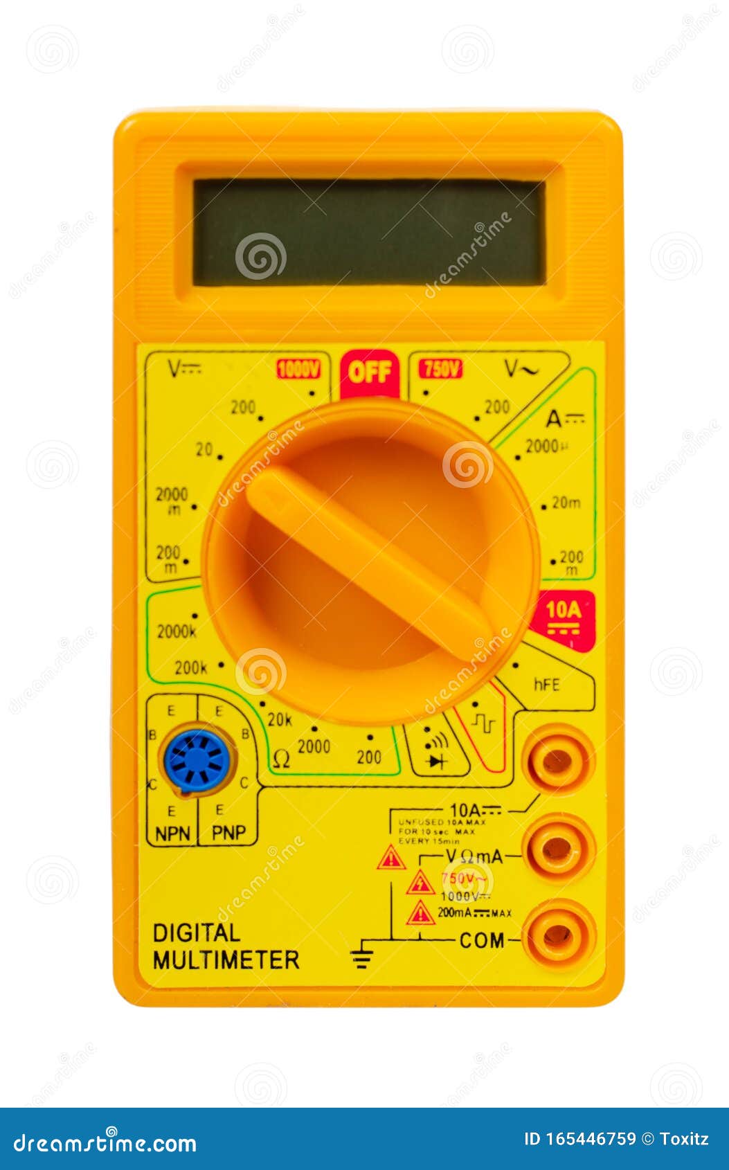Yellow Plastic Multimeter, Electric Tester Tool. Isolated on White ...