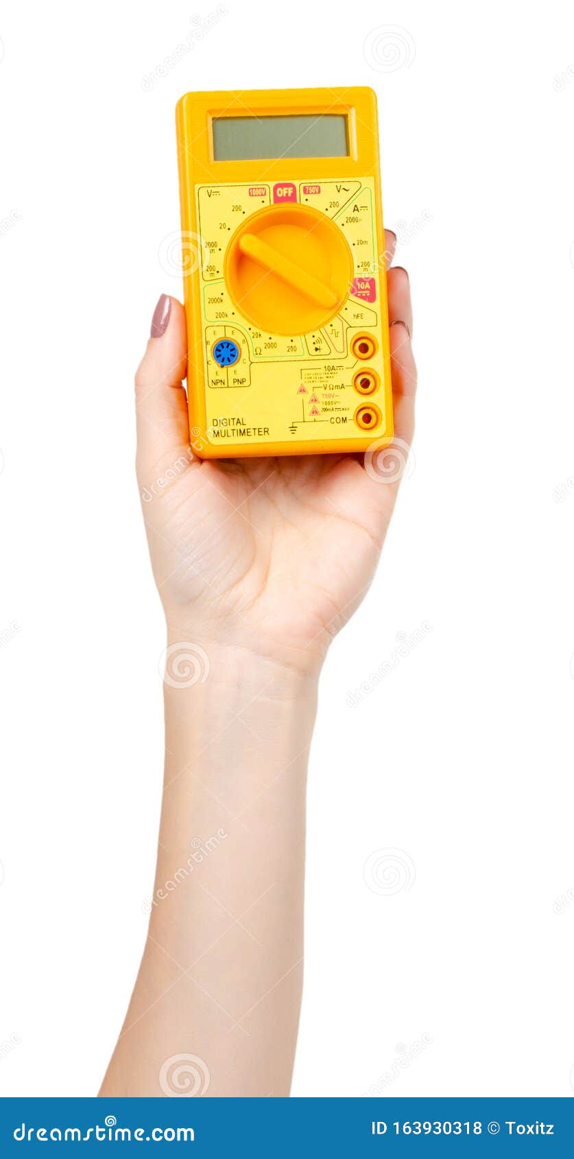Yellow Plastic Multimeter, Electric Tester Tool. Isolated on White ...