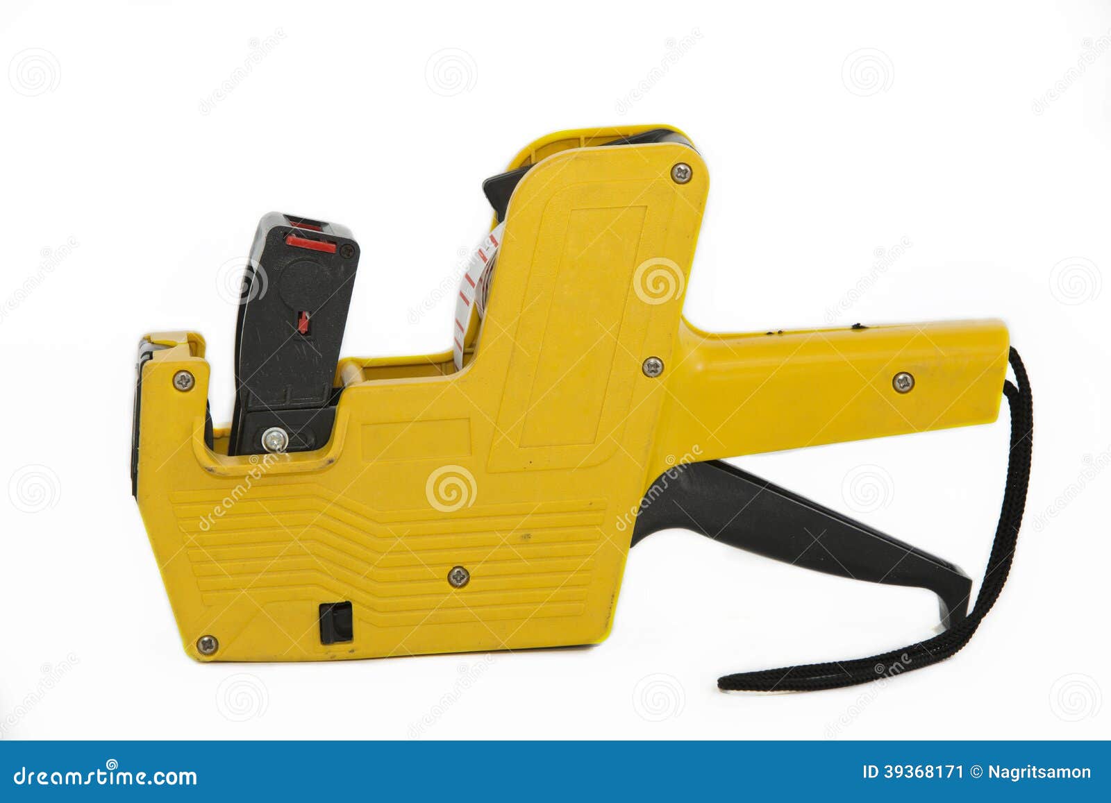Yellow Plastic Price Label Gun on White Stock Image - Image of white ...