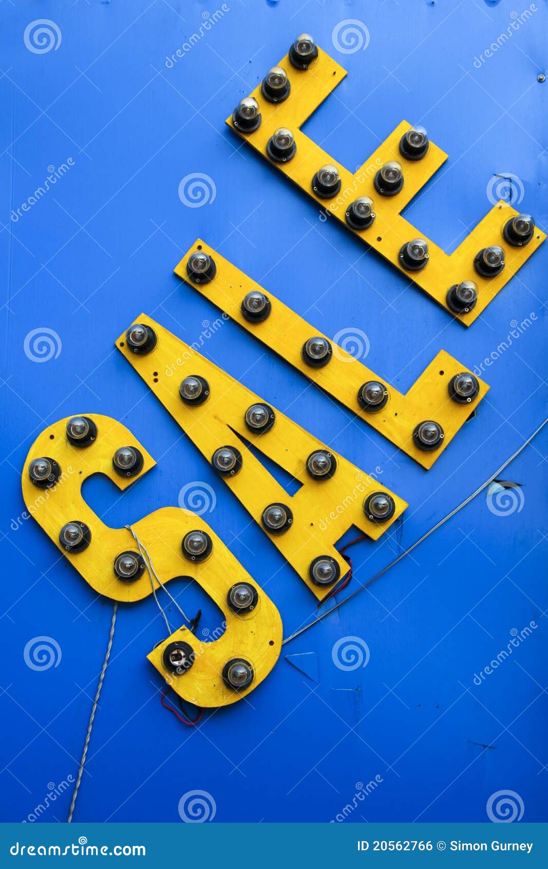 Yellow plastic sale sign stock photo. Image of sale, lightbulbs - 20562766