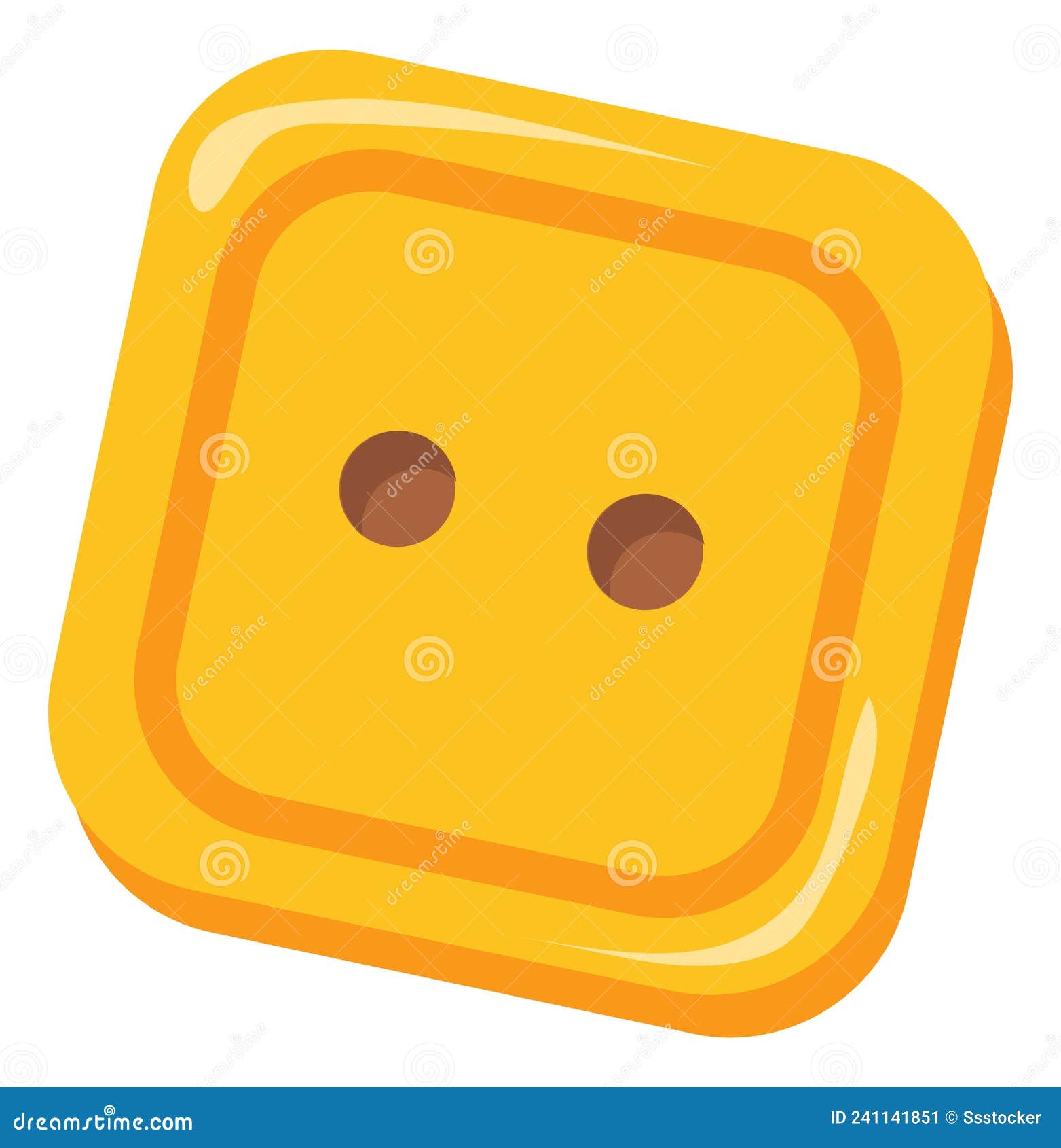 Yellow Plastic Square Button. Cartoon Cloth Fastener Stock Vector ...