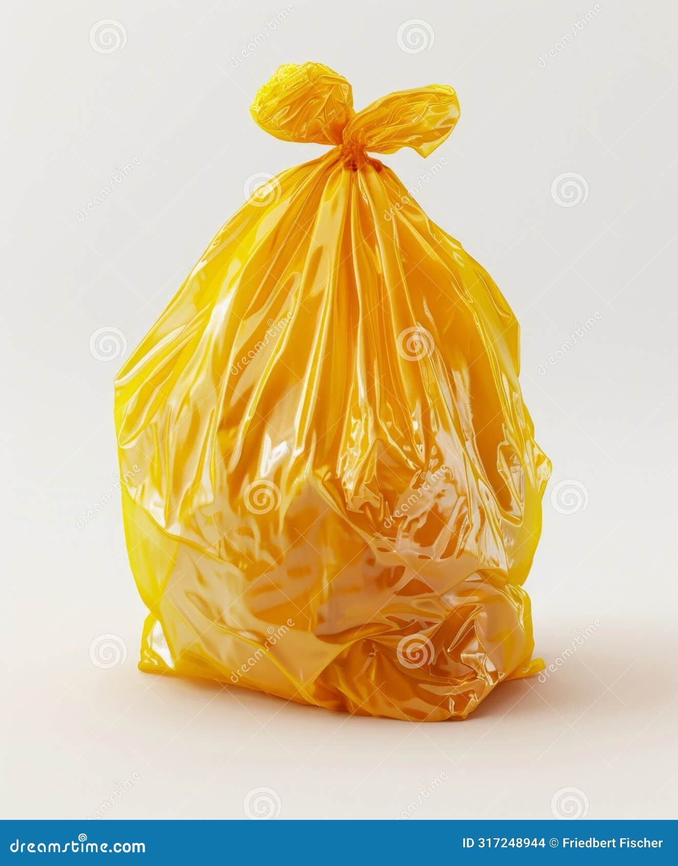 Yellow Plastic Trash Bag Tied Up Isolated on Plain White Background ...