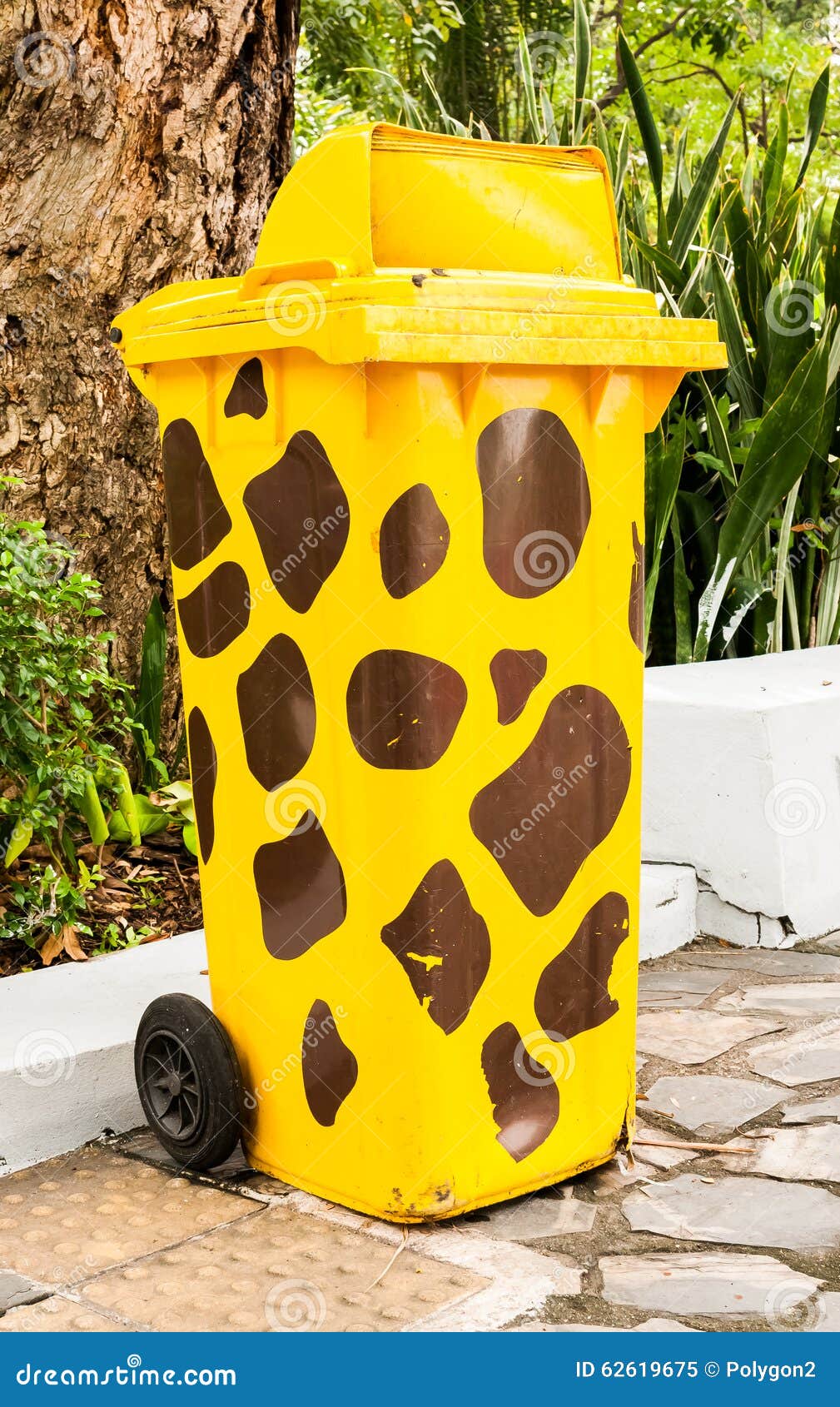 Yellow plastic trash bin stock image. Image of bottle - 62619675