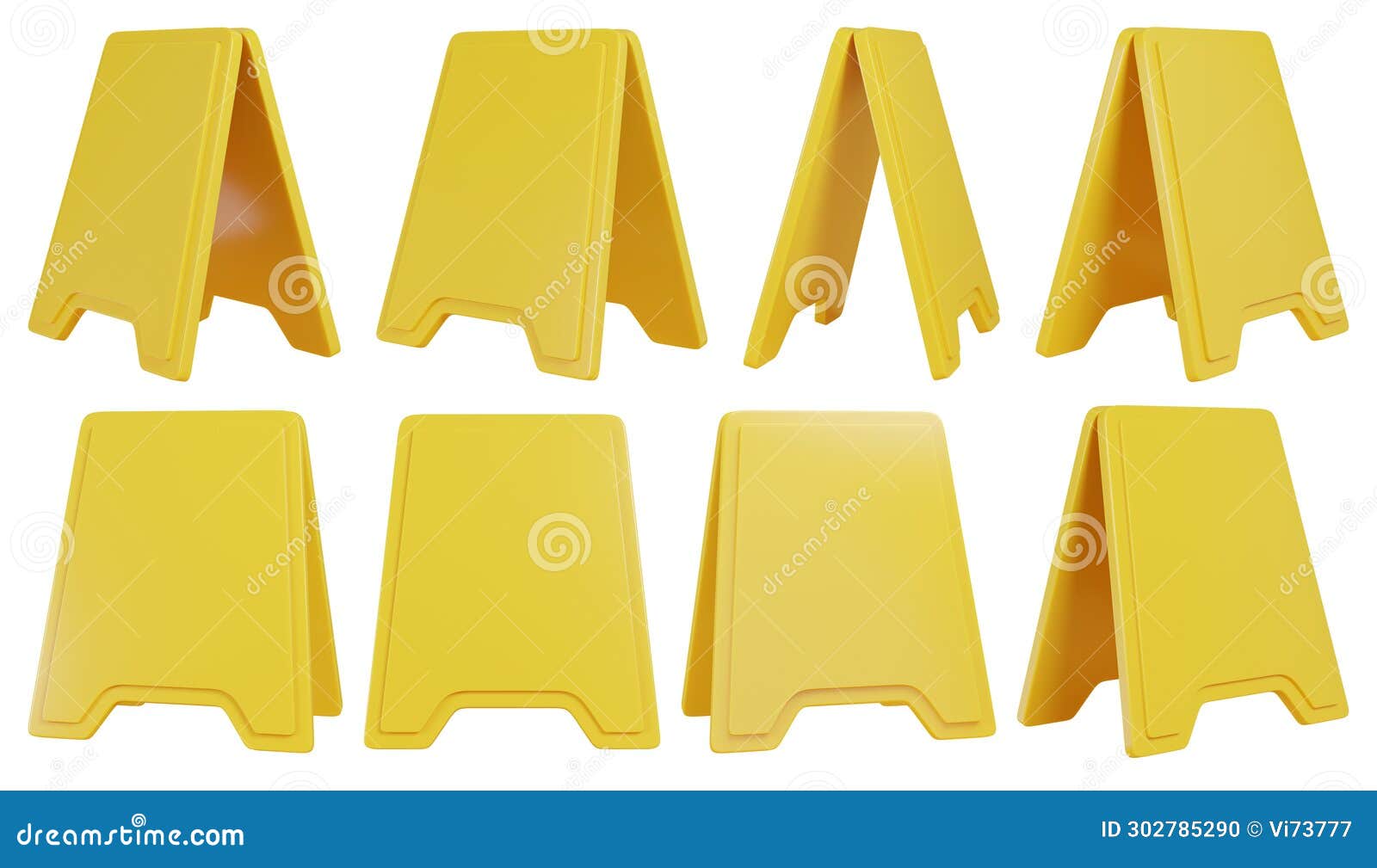 Yellow Plastic Warning Sign Template. Isolated Wet Floor Caution Board ...