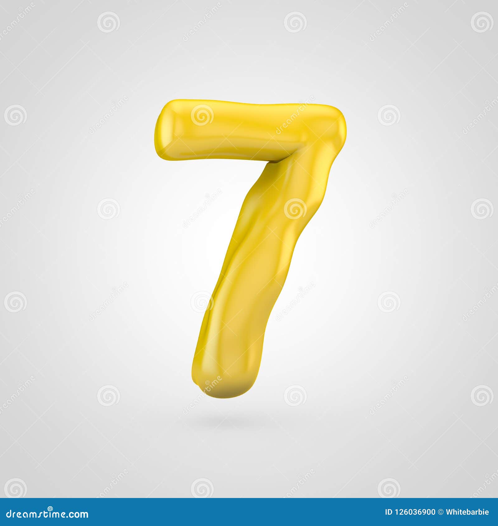 Yellow Plasticine Number 7 Isolated on White Background. Stock ...