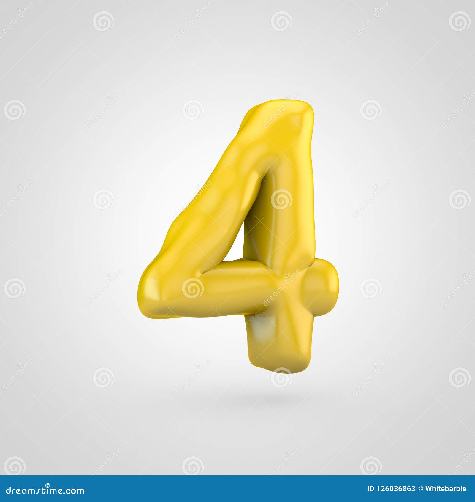 Yellow Plasticine Number 4 Isolated on White Background. Stock ... Yellow Plasticine Number 4 Isolated on White Background. Stock ...