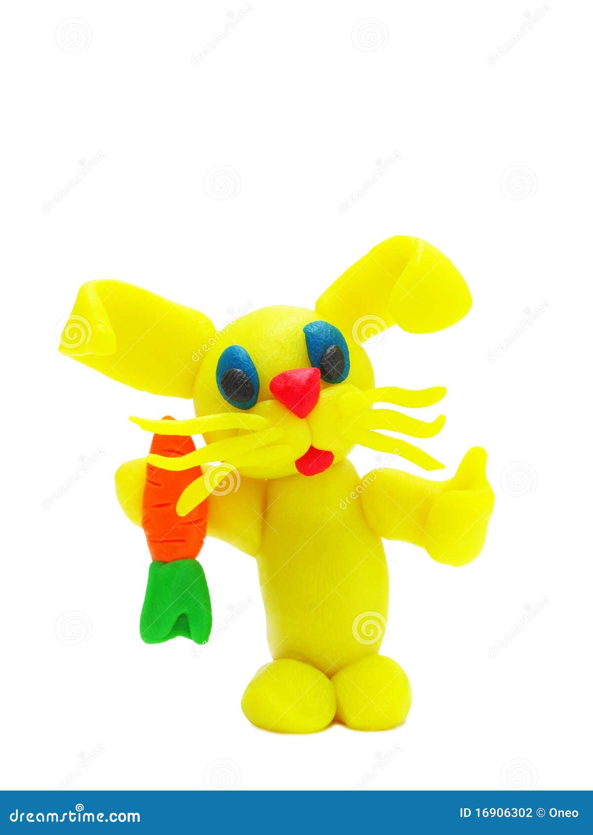Yellow Plasticine Rabbit with Carrot Stock Photo - Image of ears, gift ...
