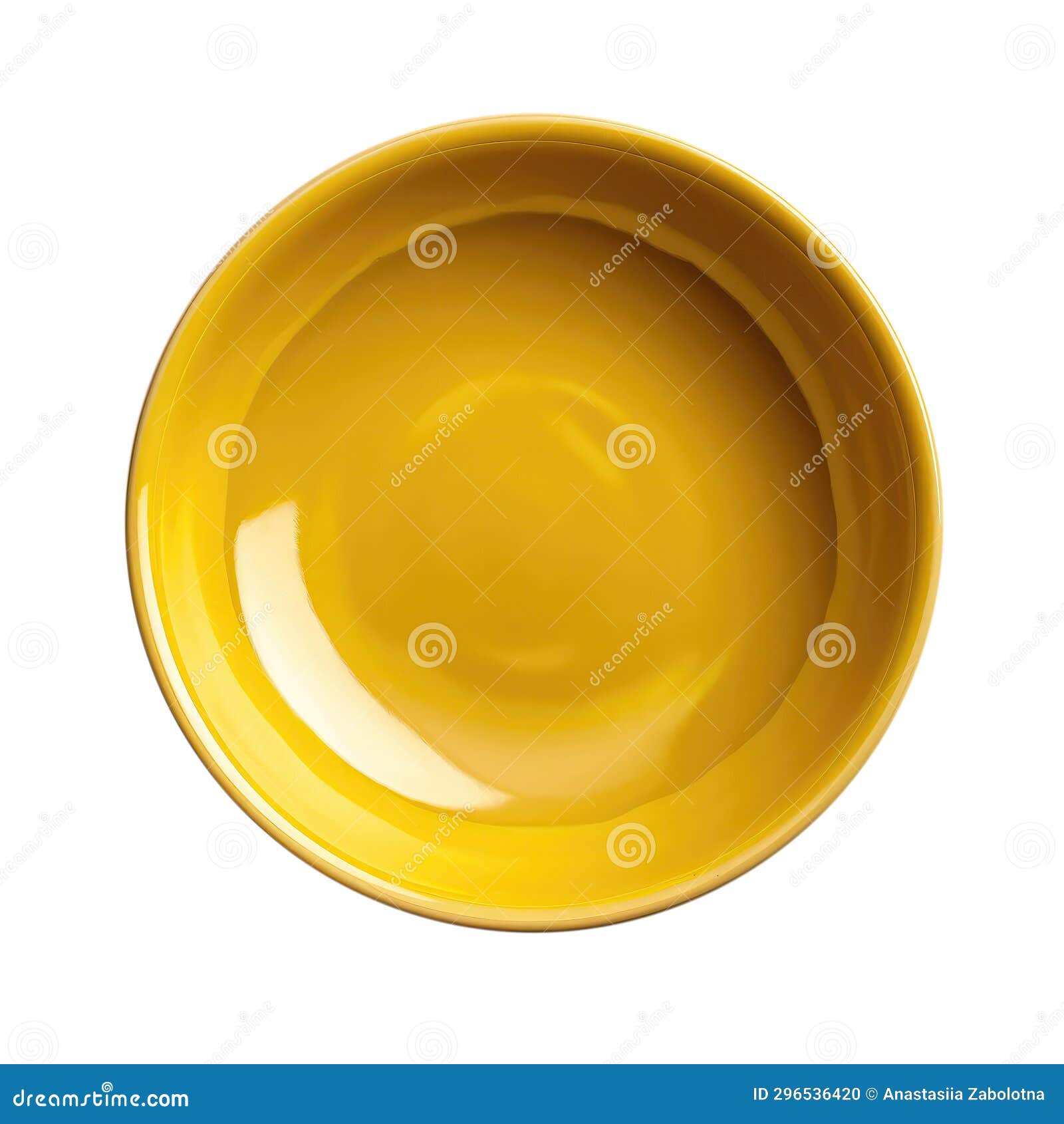 Yellow Plate Directly Above View on Isolated White Background Stock ...