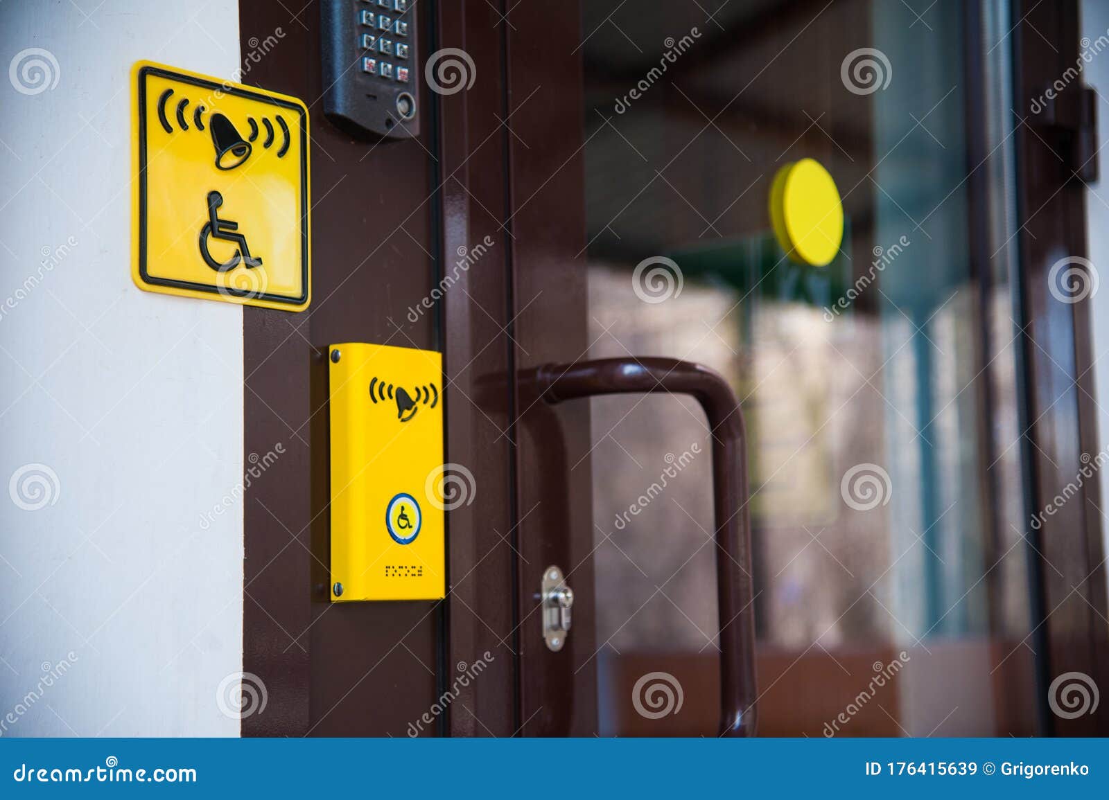 Disabled Help Call Button. Yellow Plate With The Image Of A Disabled ...
