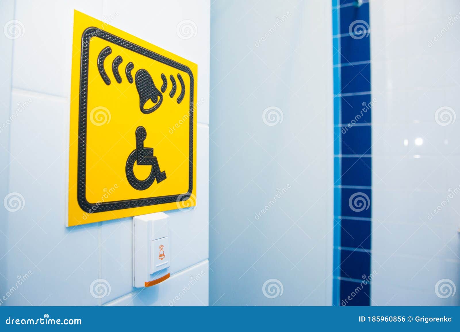 Disabled Help Call Button. Yellow Plate With The Image Of A Disabled ...