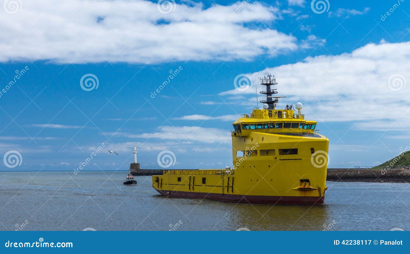 Yellow Platform Supply Ship and Pilot Stock Image - Image of fuel ...