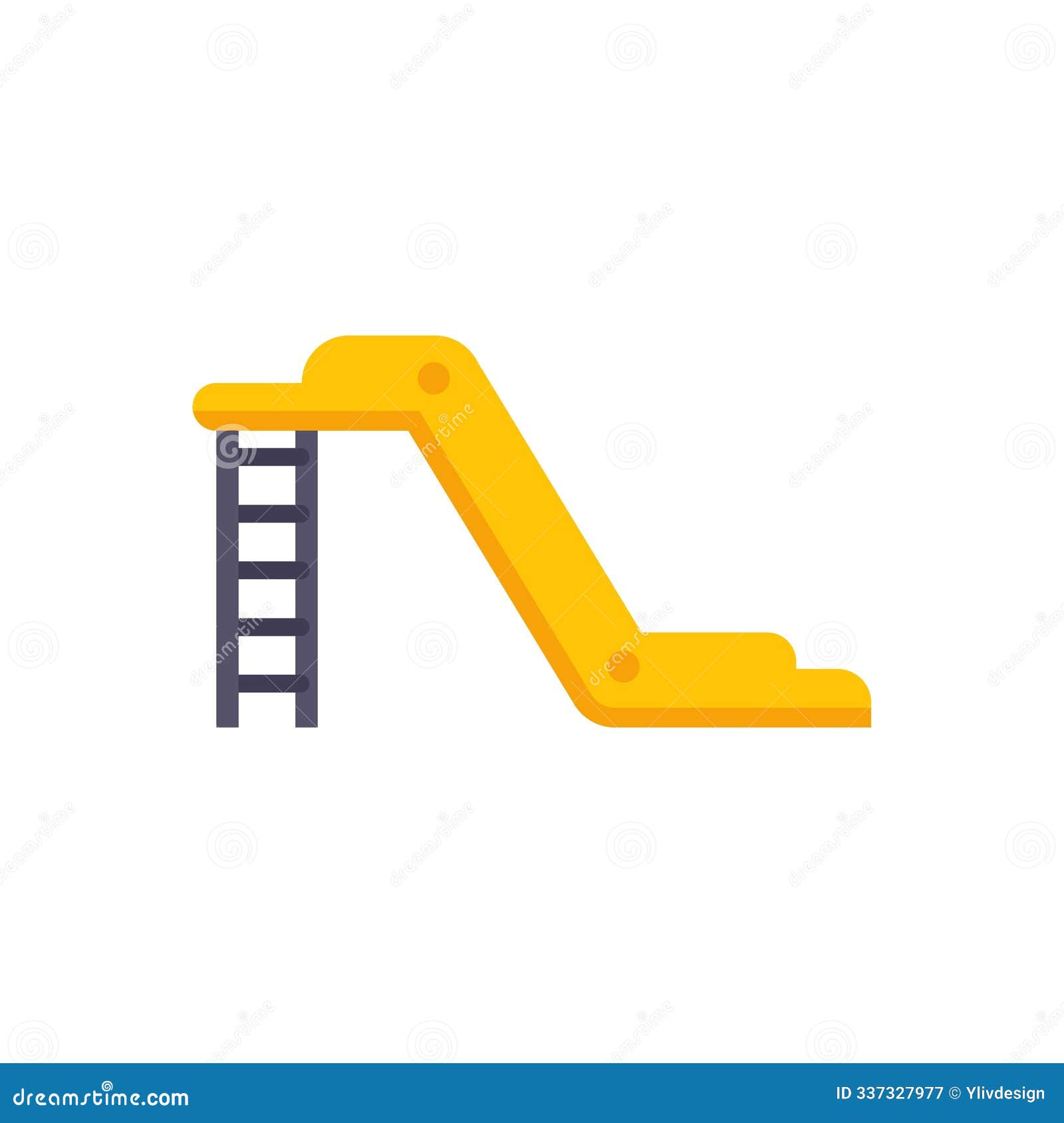 Yellow Playground Slide with Ladder is Standing on White Background ...