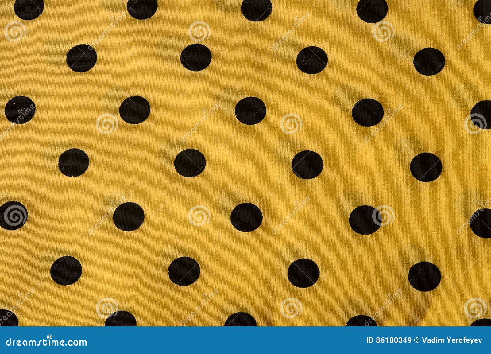 Yellow Polka Dot Fabric Texture Stock Image - Image of texture, black ...