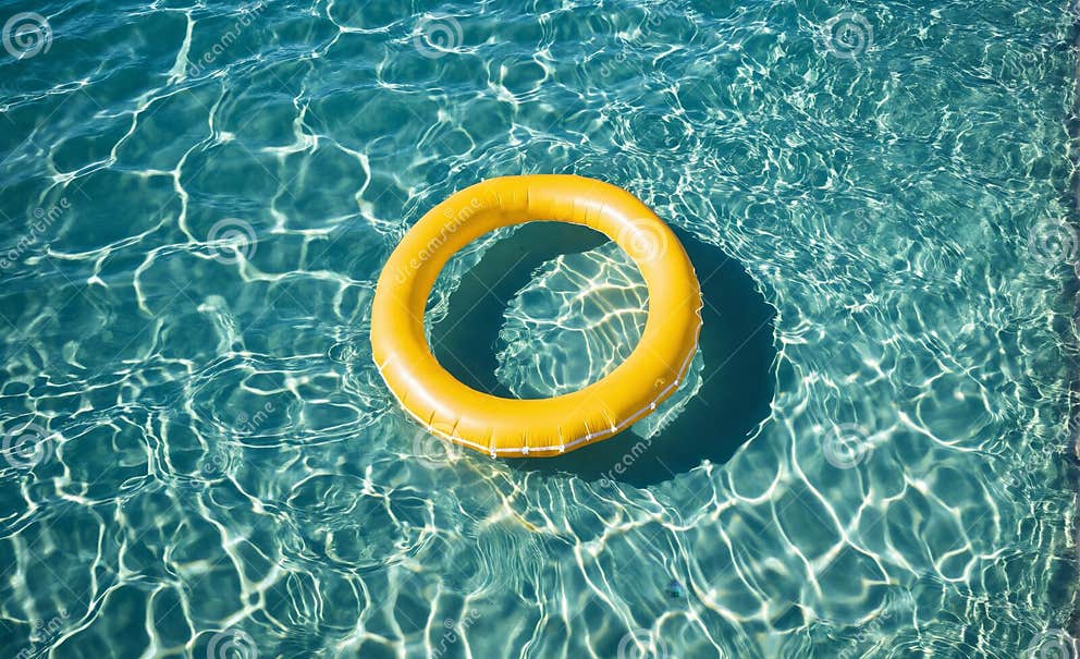 Yellow Pool Float in Clear Water Stock Illustration - Illustration of ...