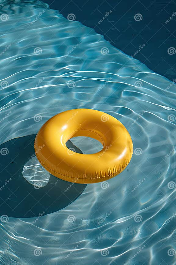 Yellow Pool Float, Ring Floating in a Refreshing Blue Swimming Pool ...