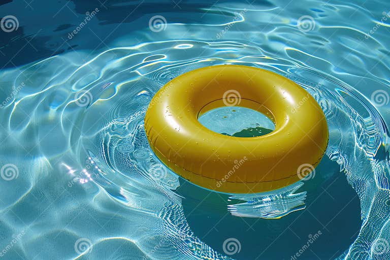 Yellow Pool Float, Ring Floating in a Refreshing Blue Swimming Pool ...