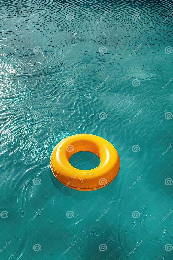 Yellow Pool Float, Ring Floating in a Refreshing Blue Swimming Pool ...