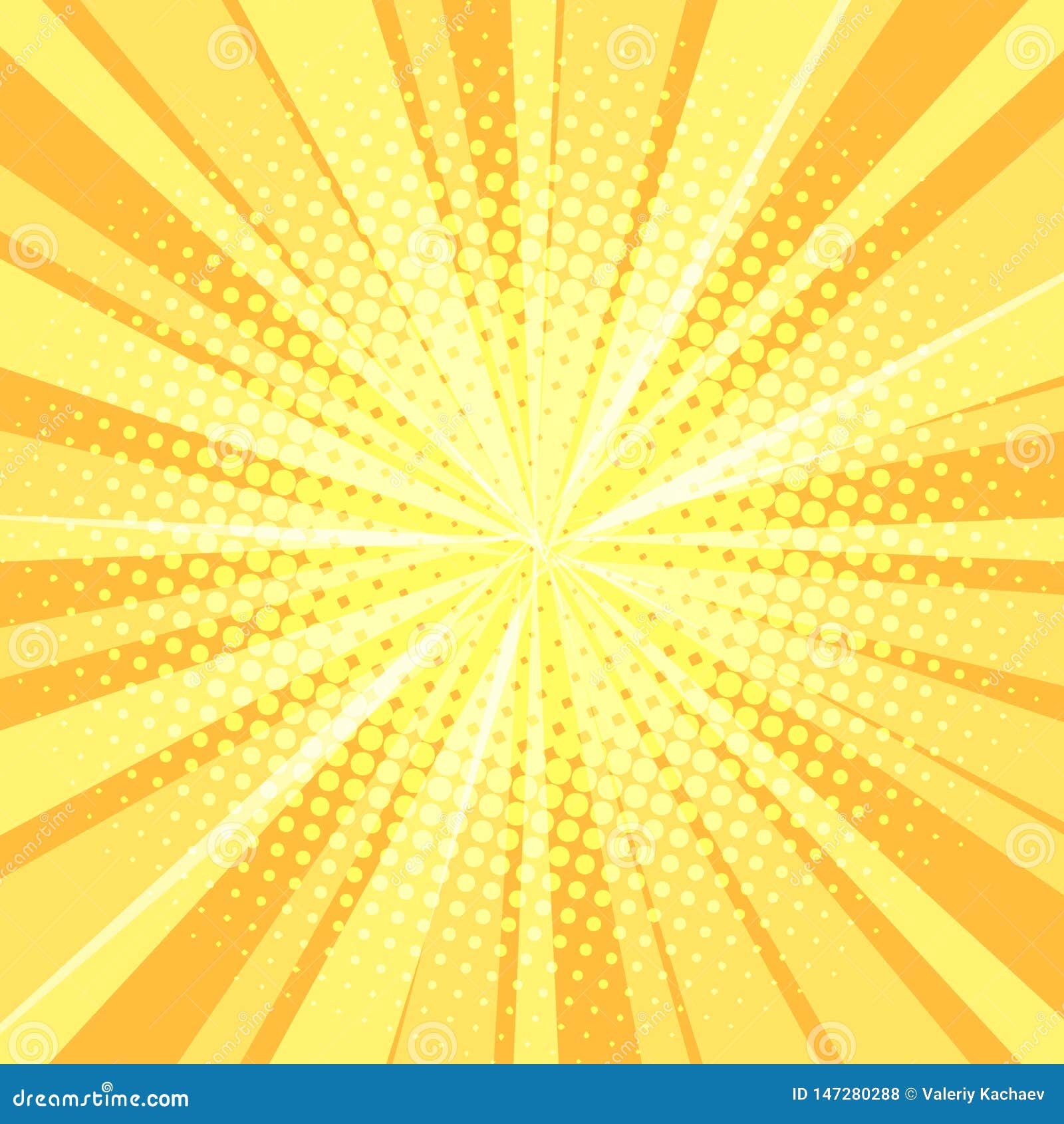 Yellow Pop Art Background Rays Stock Vector - Illustration of halftone ...