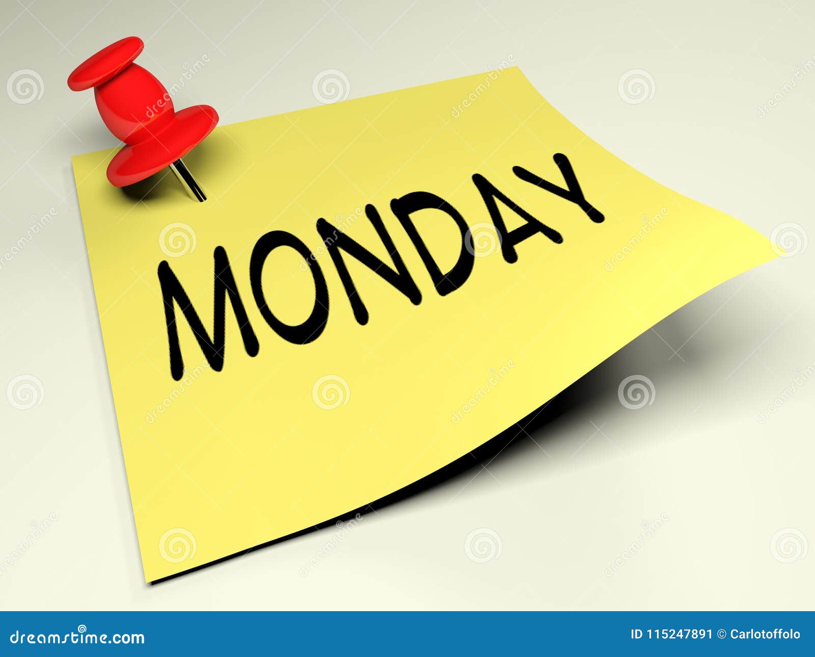 Yellow Post with the Write Monday- 3D Rendering Stock Illustration ...