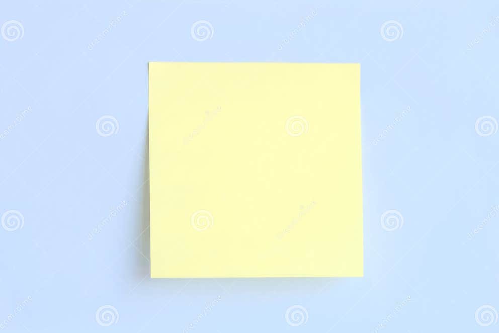 Single Yellow Post it on Blue Background Stock Photo - Image of note ...