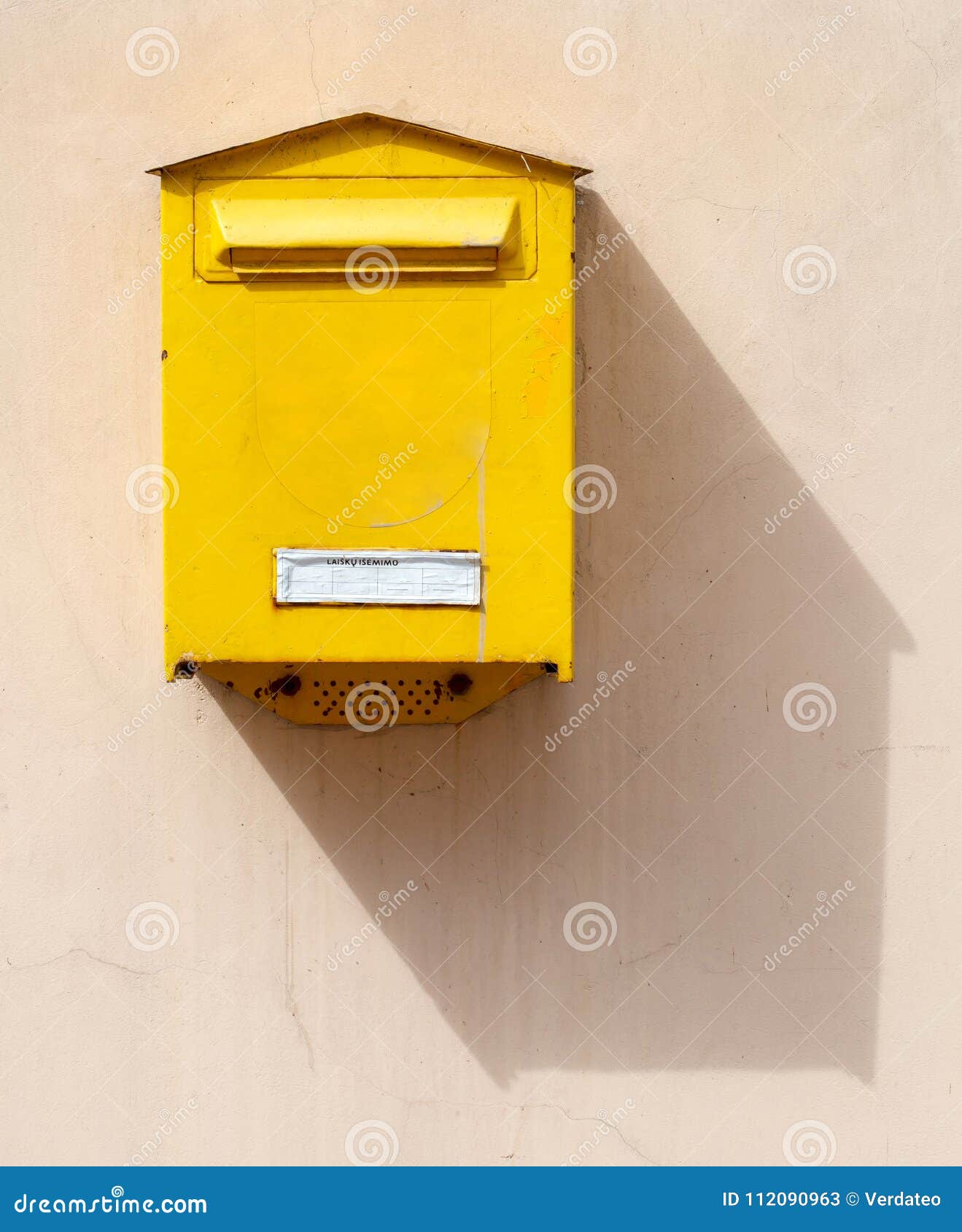 Yellow Post Box on the Wall Stock Image - Image of communication ...