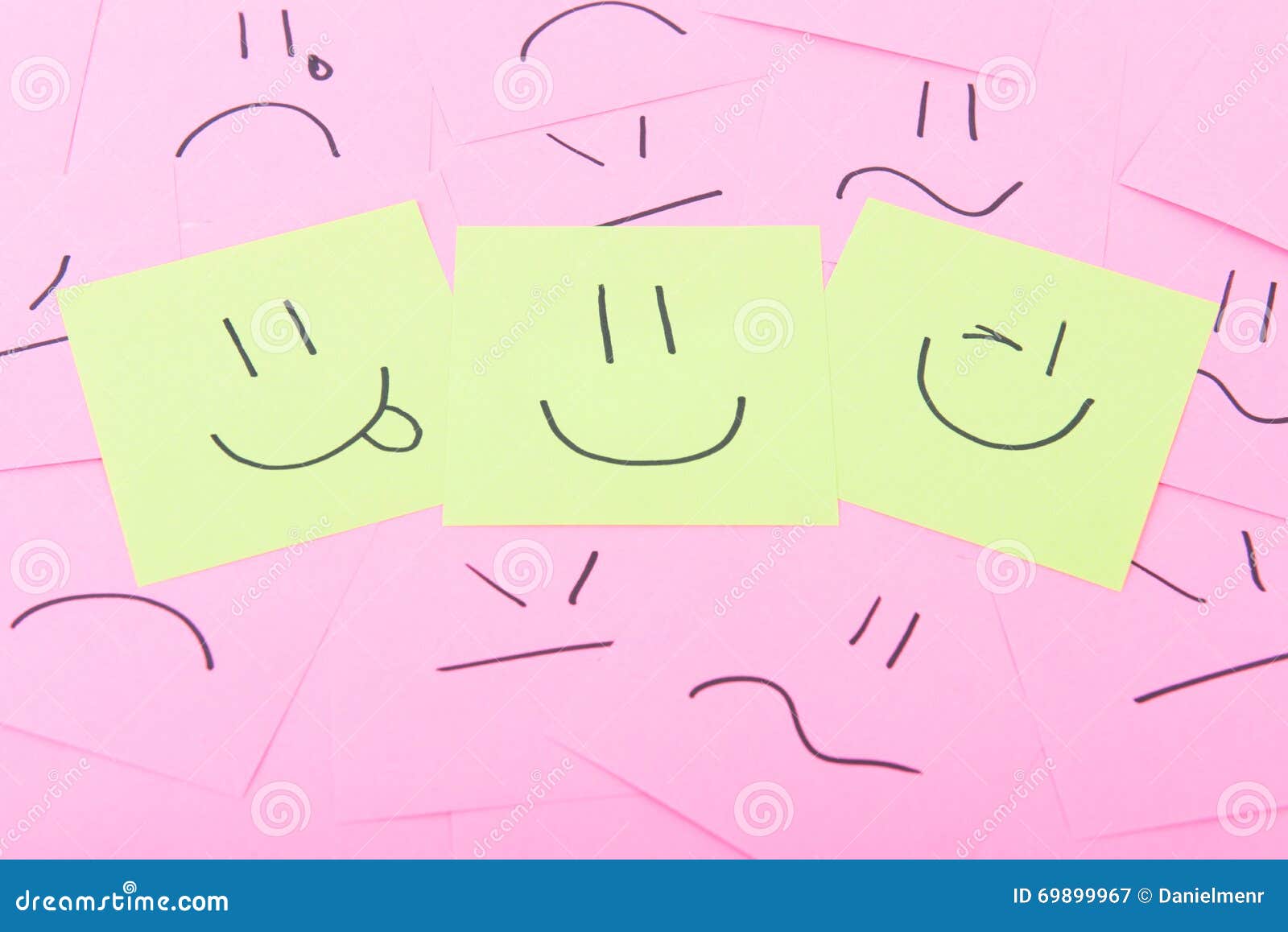 Yellow Post it with Happy Face Stock Image - Image of office, emotional ...