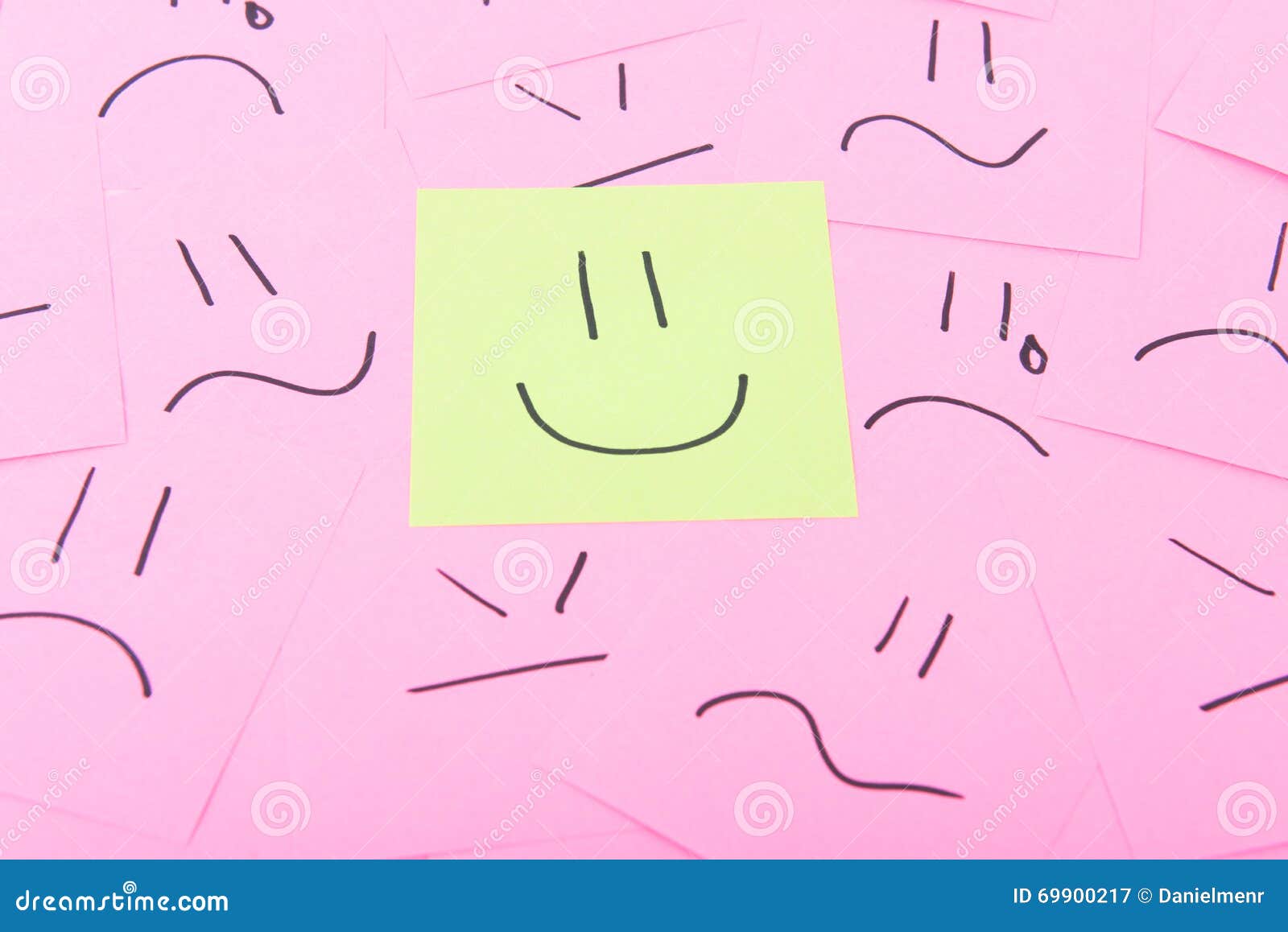 Yellow Post it with Happy Face Stock Image - Image of notepaper, post ...