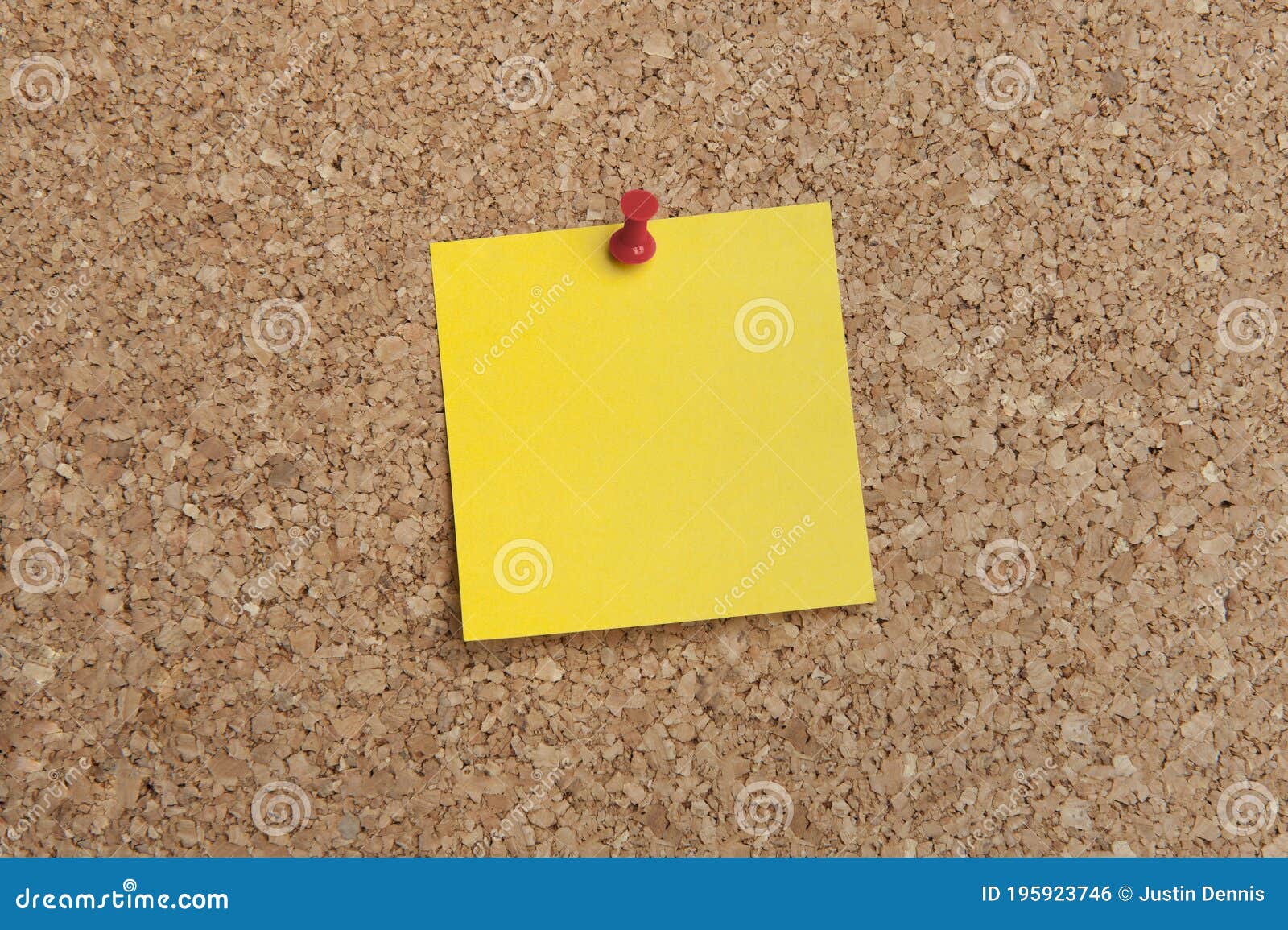Post-it Note with Push-pin on Corkboard Stock Photo - Image of blank ...