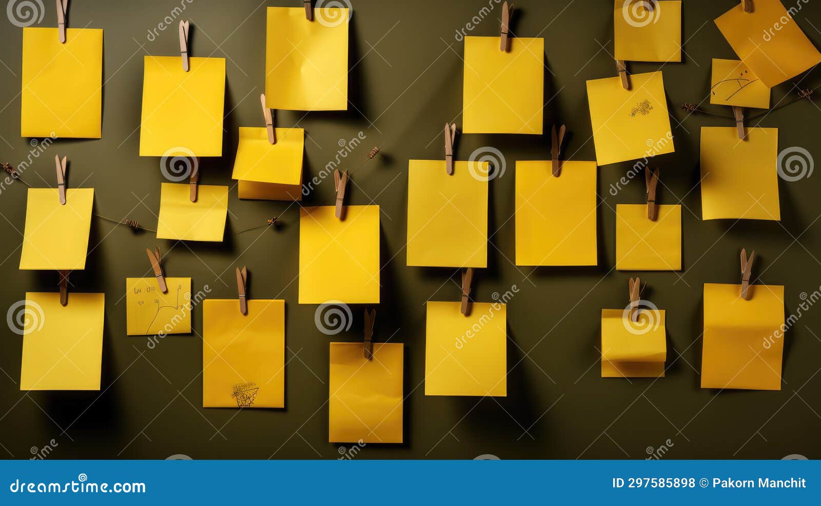 Yellow Post-it Notes on a Wall. Shallow Depth of Field Stock Photo ...